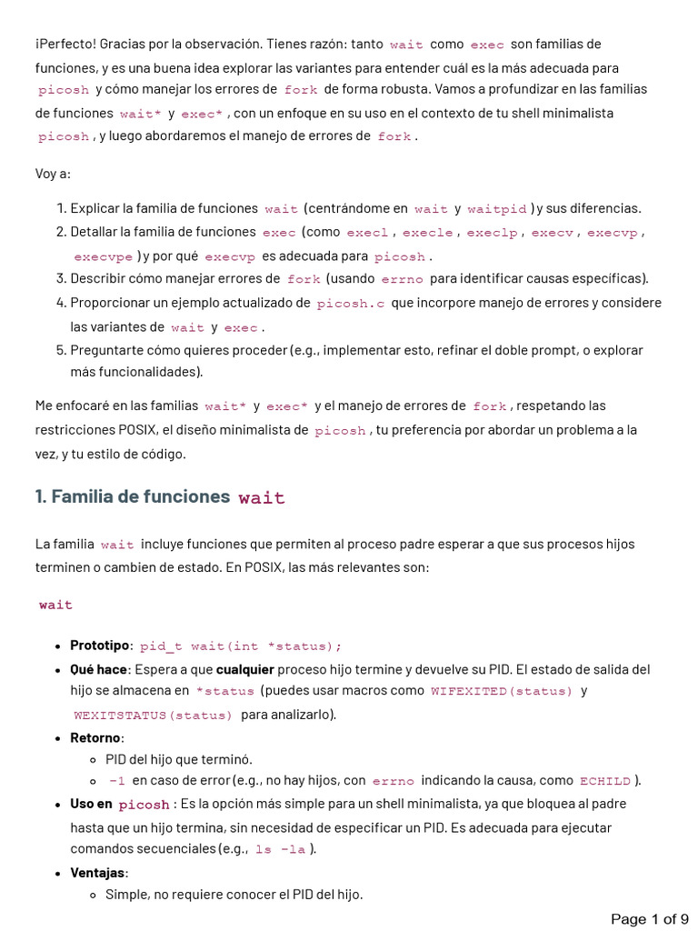 Fork, Exec, y Wait - Resumen | PDF | Shell (informática) | Desarrollo de software
