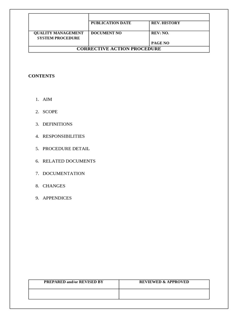 Corrective Action Procedure Overview | PDF | Verification And ...