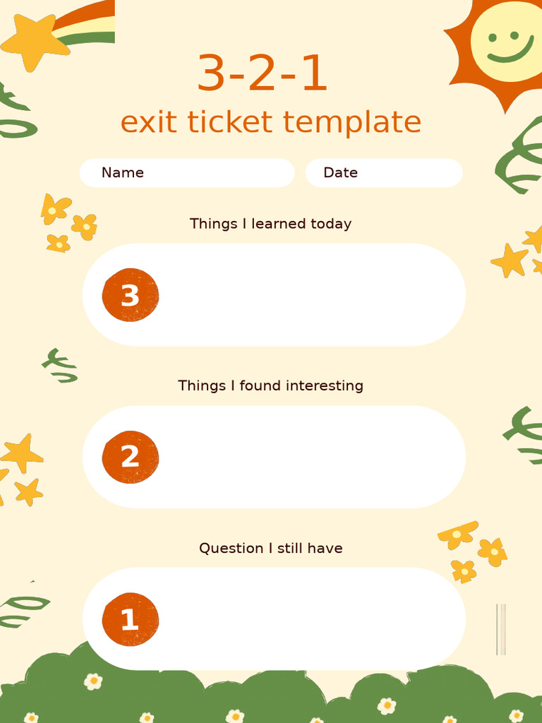 3 2 1 Exit Ticket Template | PDF