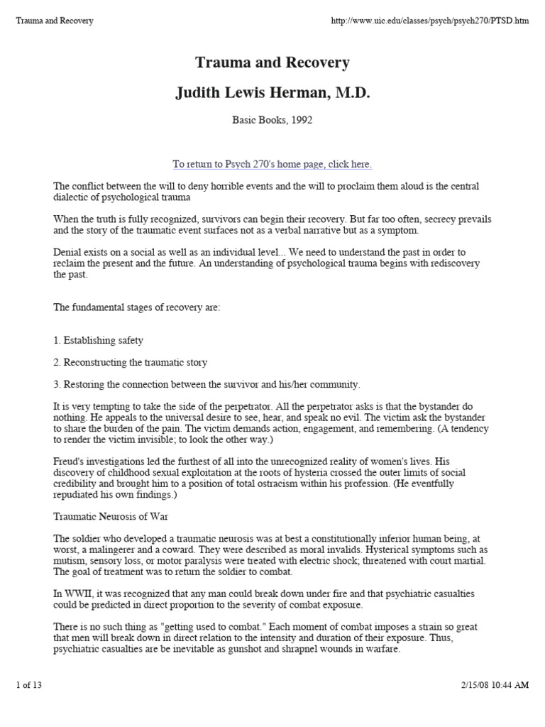 Understanding Trauma and Recovery | PDF | Psychological Trauma ...