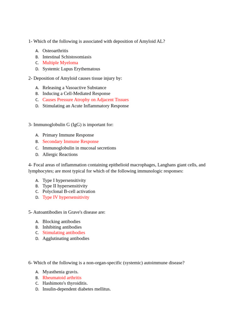 Immunology and Autoimmune Disorders Quiz | PDF | Immune System | Antibody