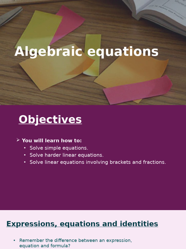 Mastering Algebraic Equations Guide | PDF | Equations | System Of ...