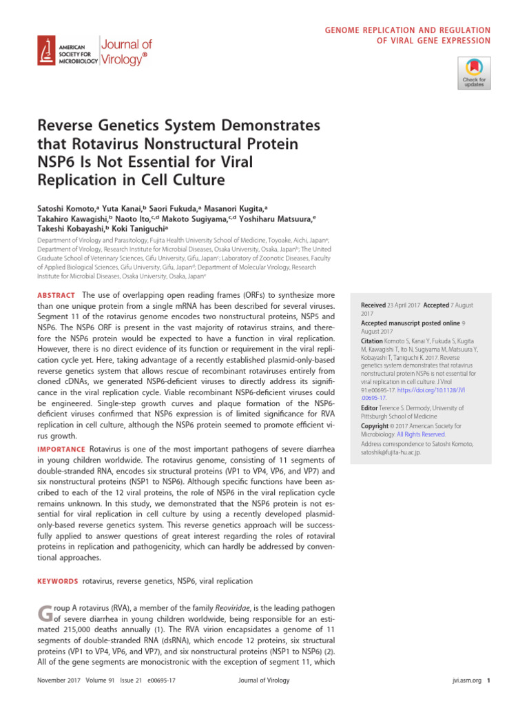 NSP6's Role in Rotavirus Replication | PDF | Virus | Genetic Code