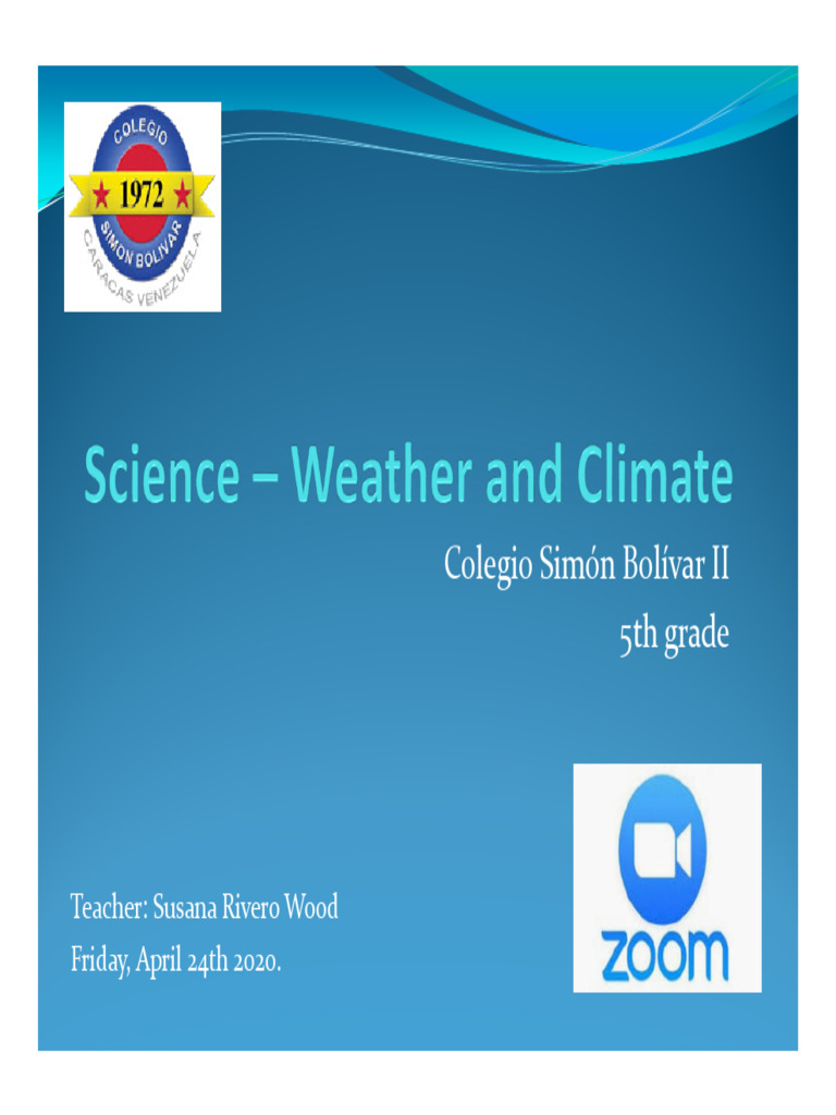 Zoom Presentation - Science - 5th Grade - Weather and Climate | PDF