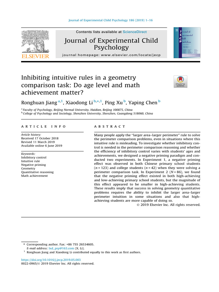 2019-Inhibiting Intuitive Rules in A Geometry Comparison Task | PDF ...