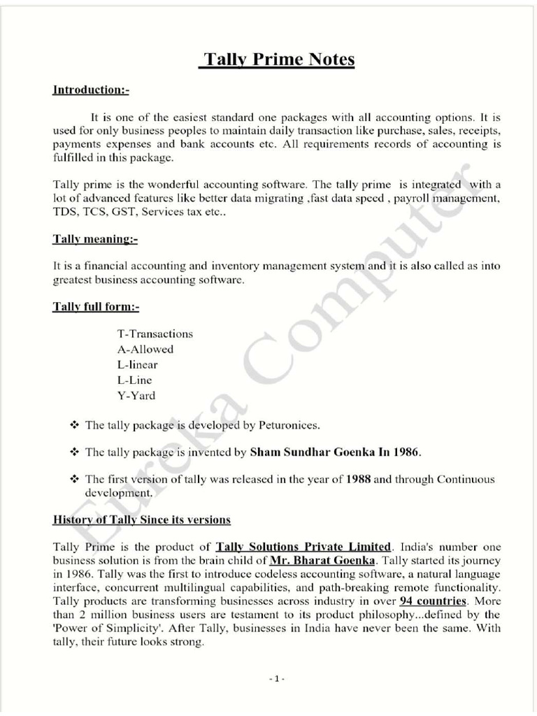 Tally Prime Notes | PDF
