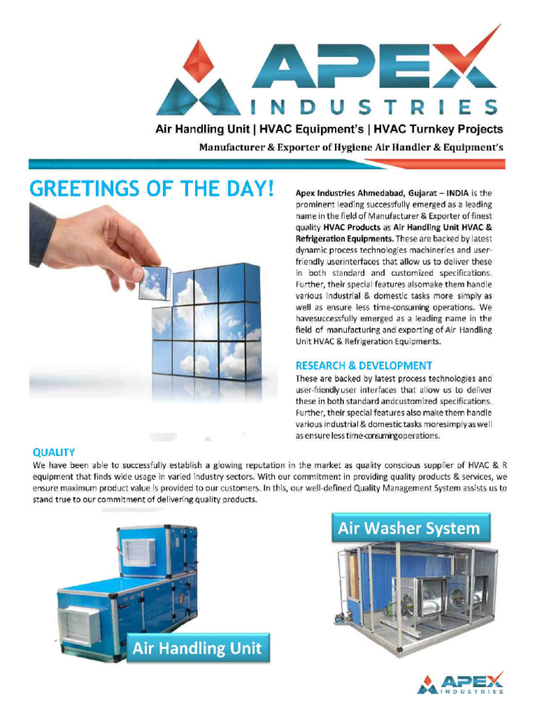 Apex Industries Brochure (Air Handling Unit) - Ahmedabad | PDF
