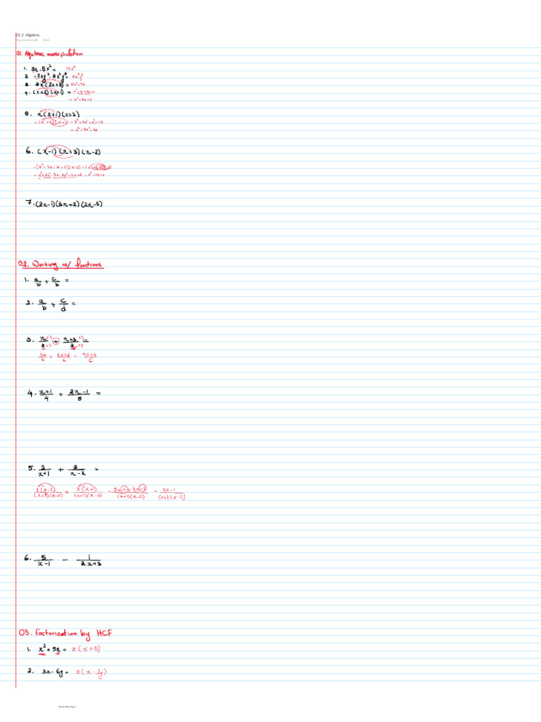 Algebra Quick Notes Guide | PDF