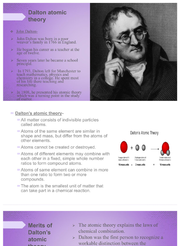 Dalton's Atomic Theory | PDF