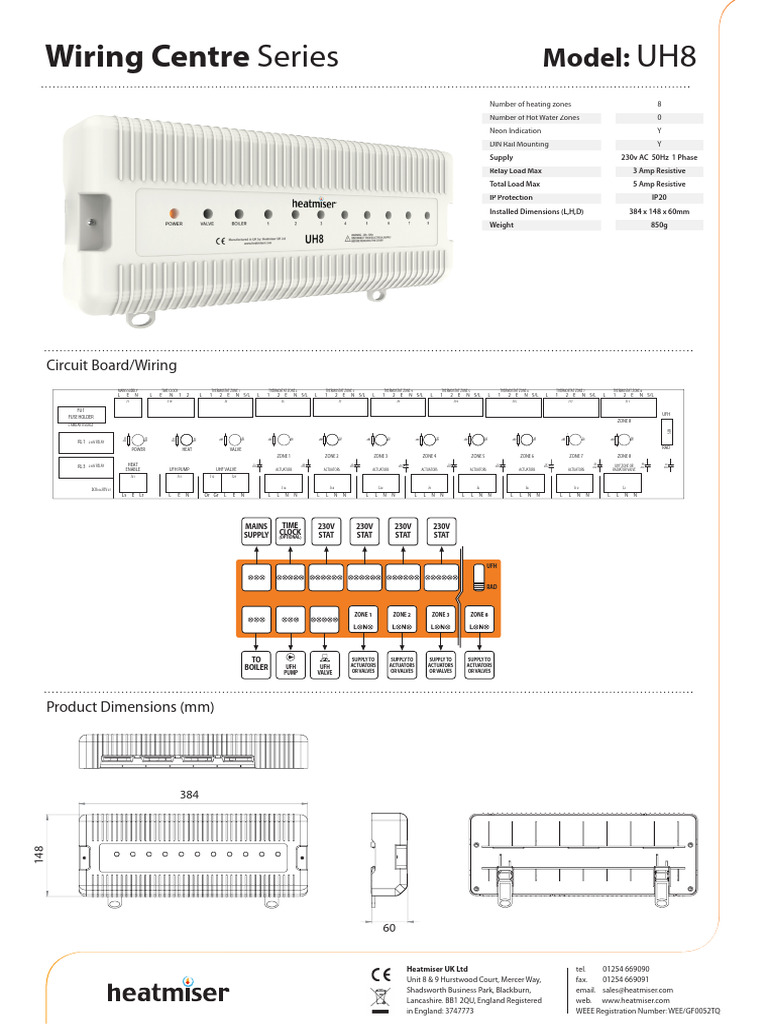 Heatmiser UH8 Wiring Centre Overview | PDF | Electrical Engineering ...