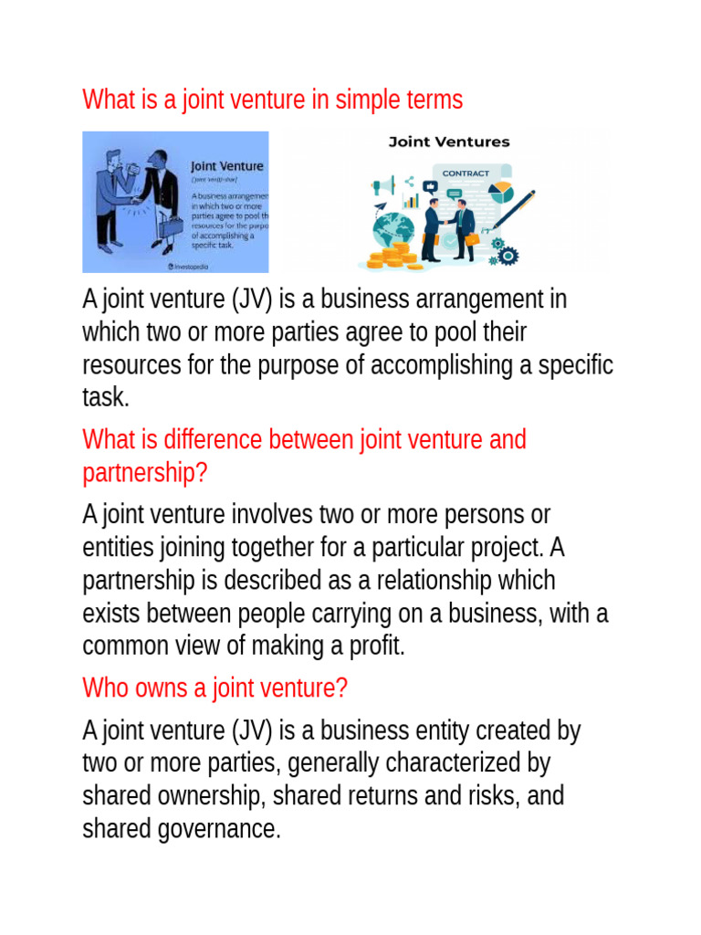Understanding Joint Ventures Explained | PDF | Joint Venture ...