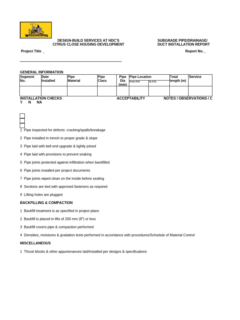 6FR - cqp425F Subgrade Pipe-Drainage-Duct Installation Report | PDF