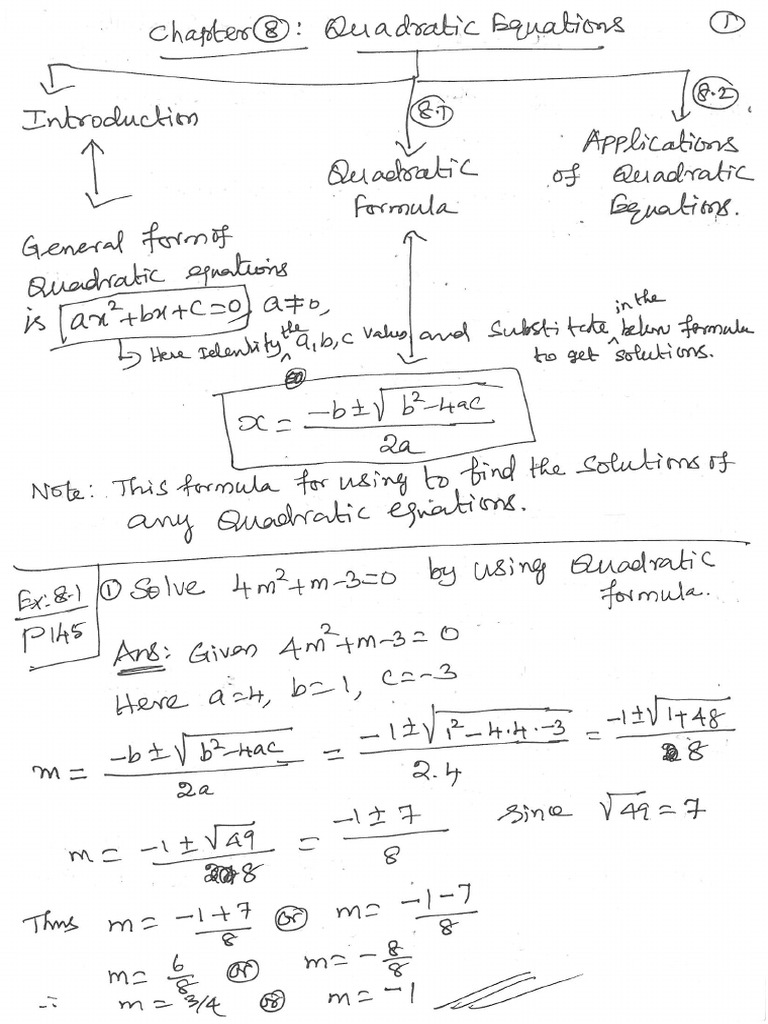 Answers - Chapter 8 - Quadratic Equations | PDF