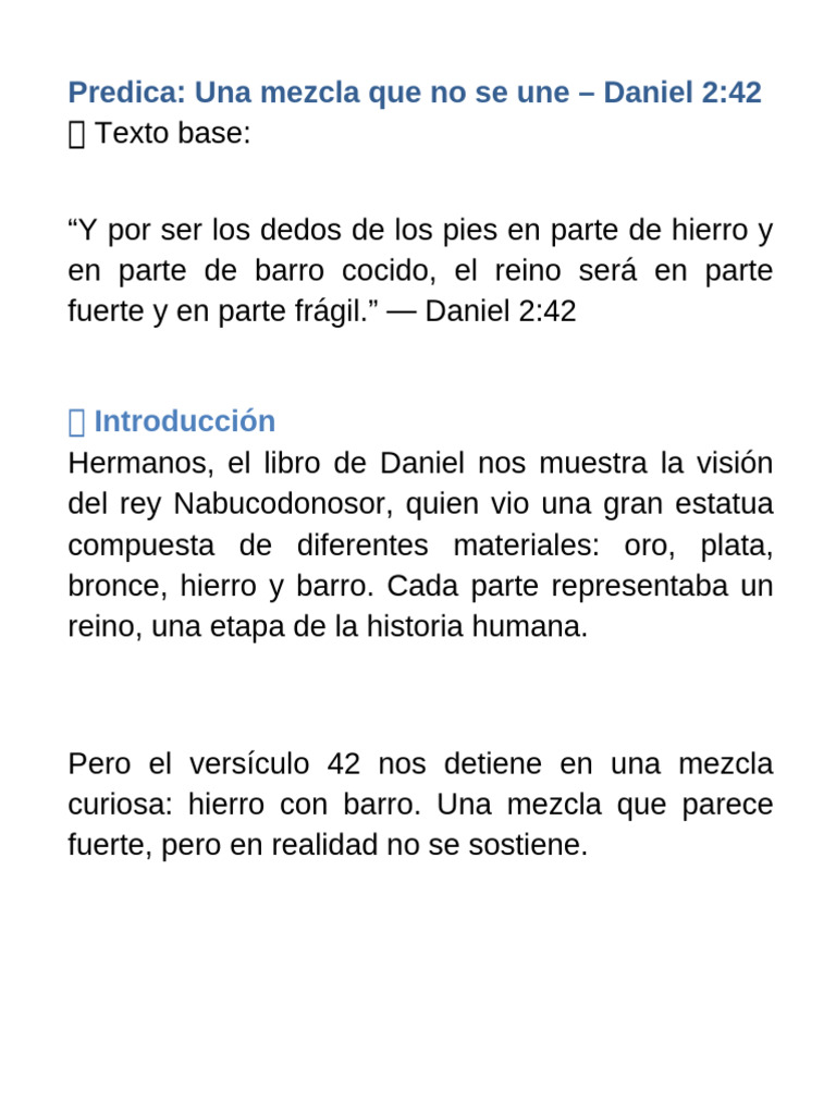 Mezcla de hierro y barro en Daniel 2:42 | PDF | Fe | Dios