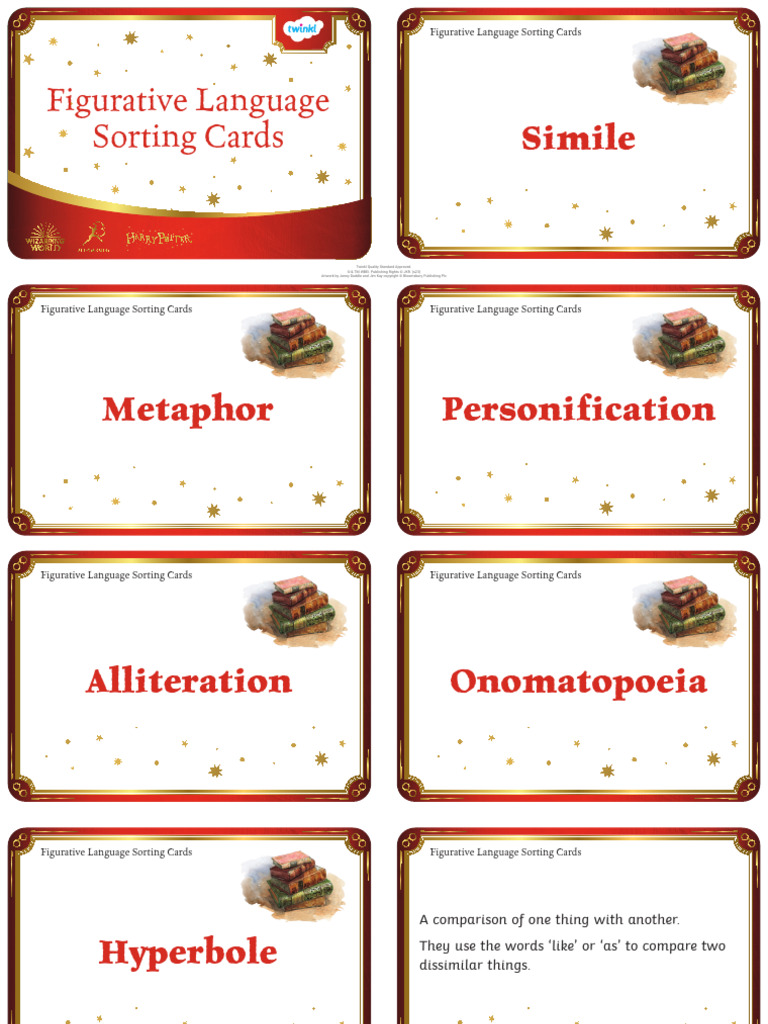 Harry Potter Figurative Language Sorting Cards | PDF | J. K. Rowling ...