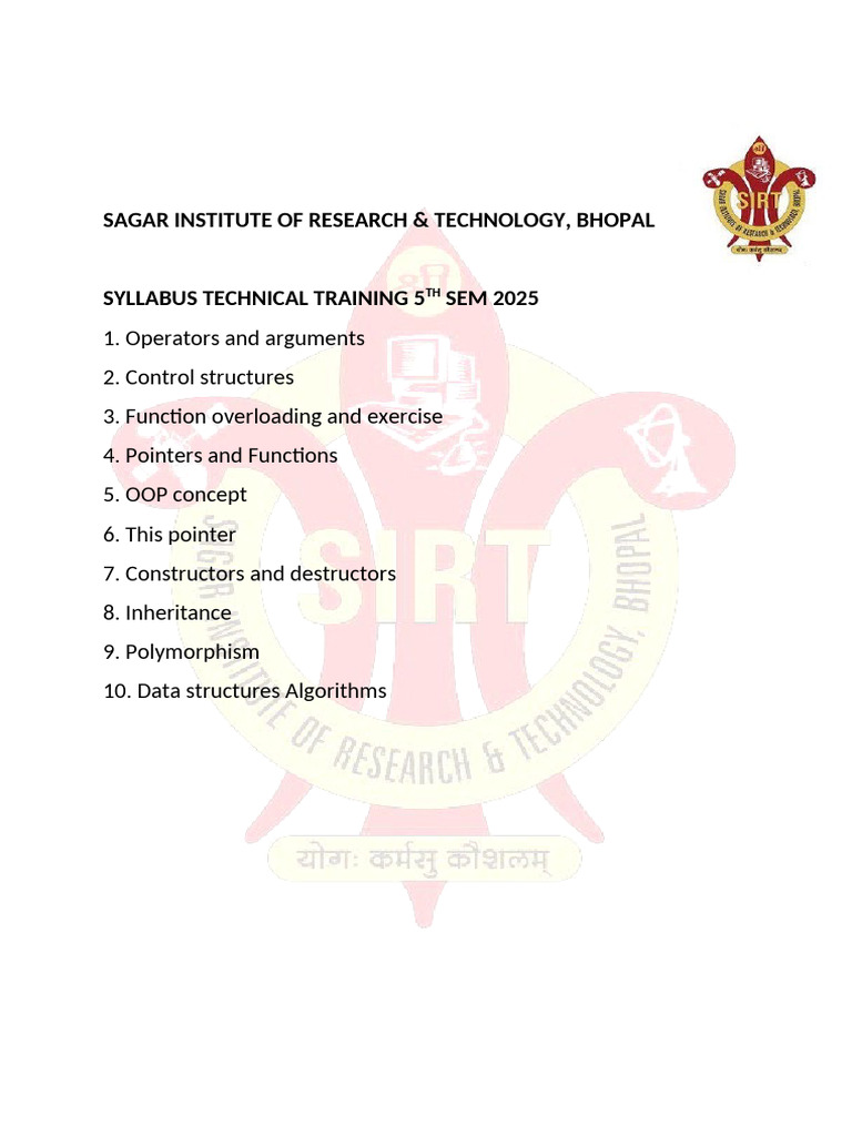 5th Sem Technical Training Syllabus 2025 | PDF