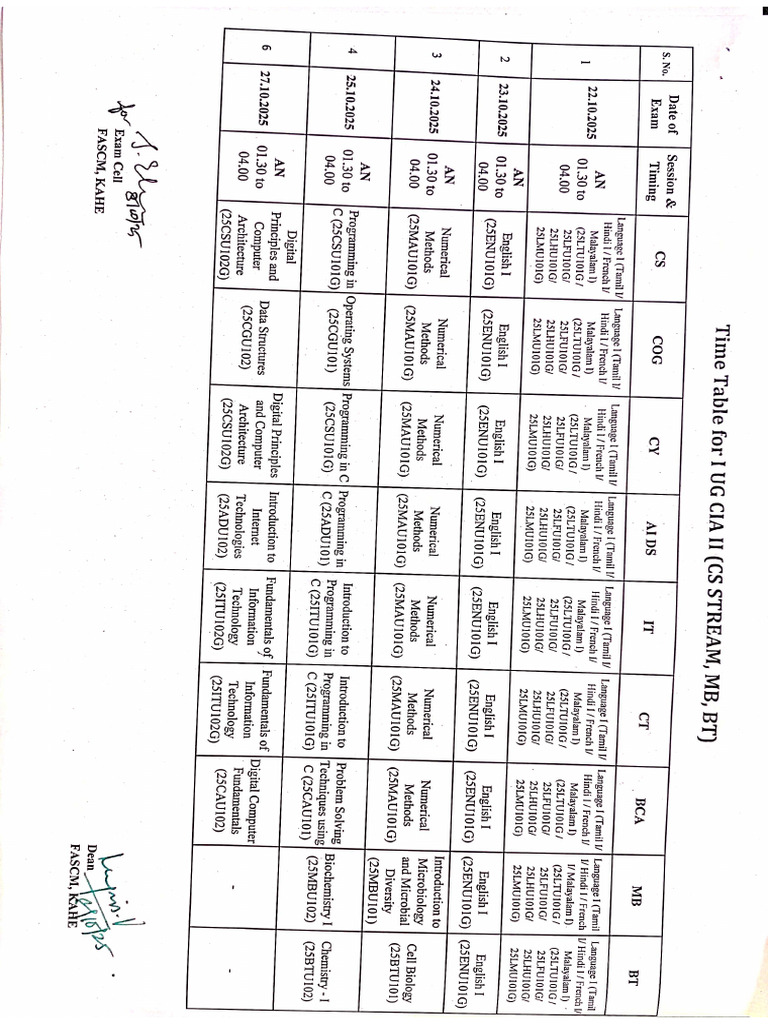 Time Table | PDF