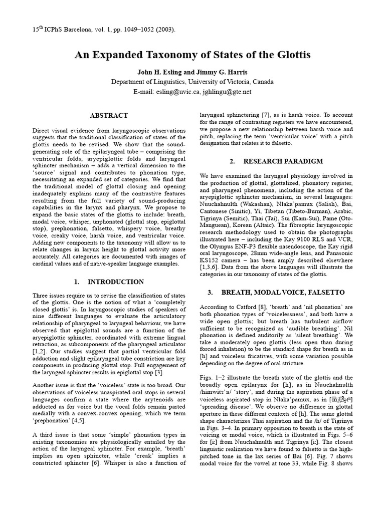 Expanded Glottis States Taxonomy | PDF | Larynx | Phonetics