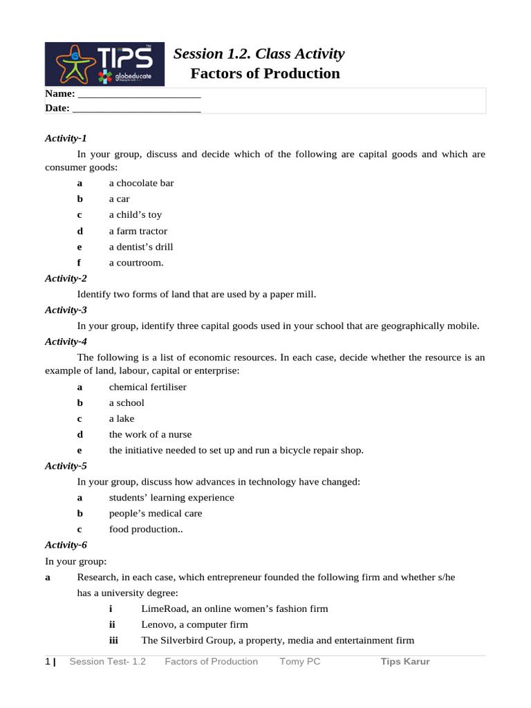 Understanding Production Activities | PDF | Agriculture