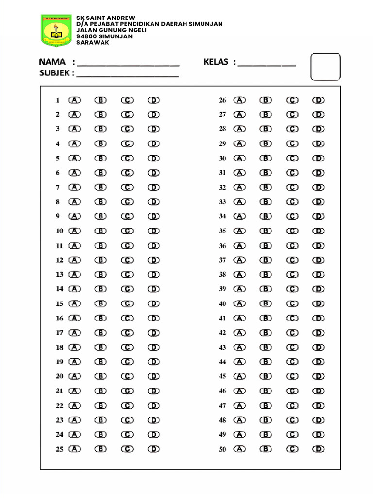 Kertas Jawapan Objektif | PDF