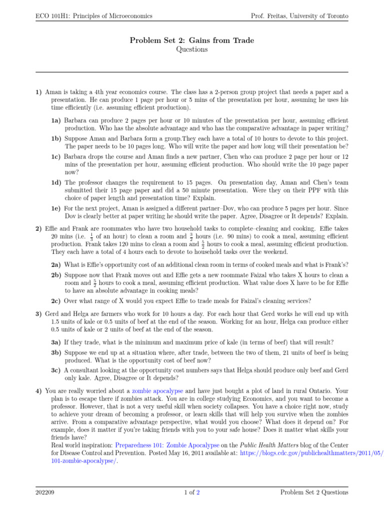 ECO101 PS2 Questions | PDF | Economics | Economies