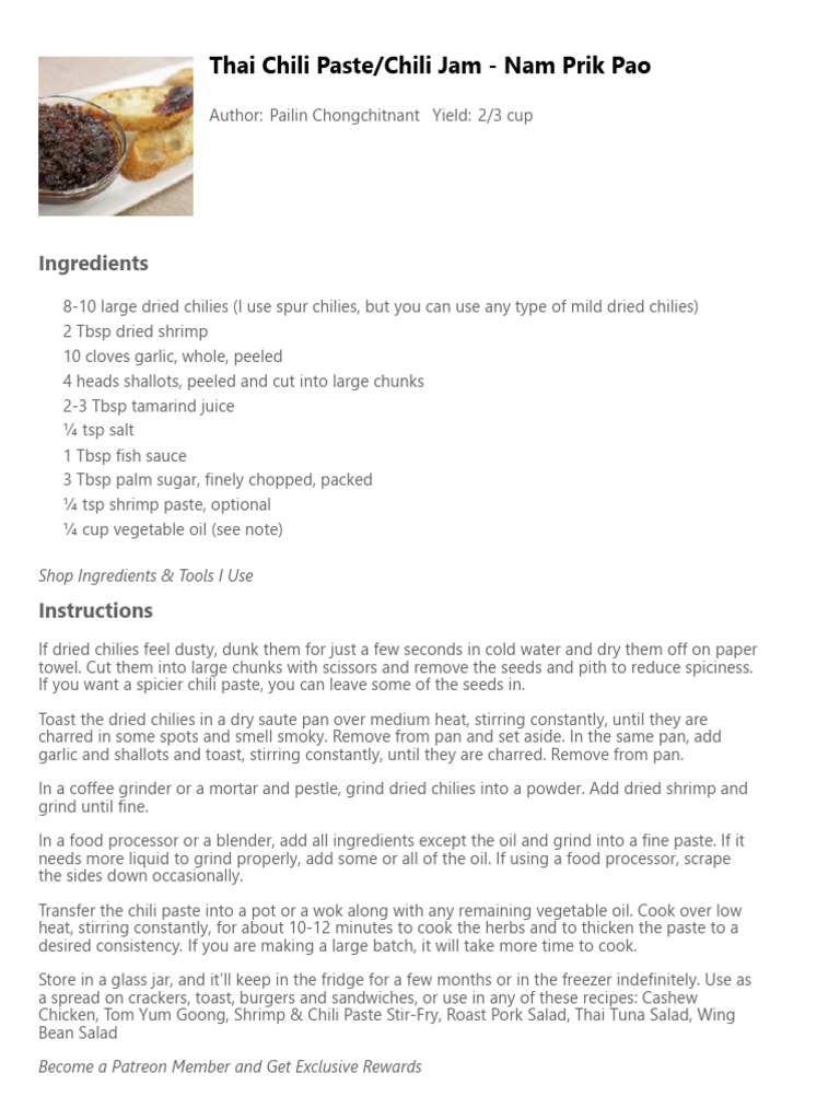 Thai Chili Paste or Chili Jam Recipe & Video Tutorial | PDF