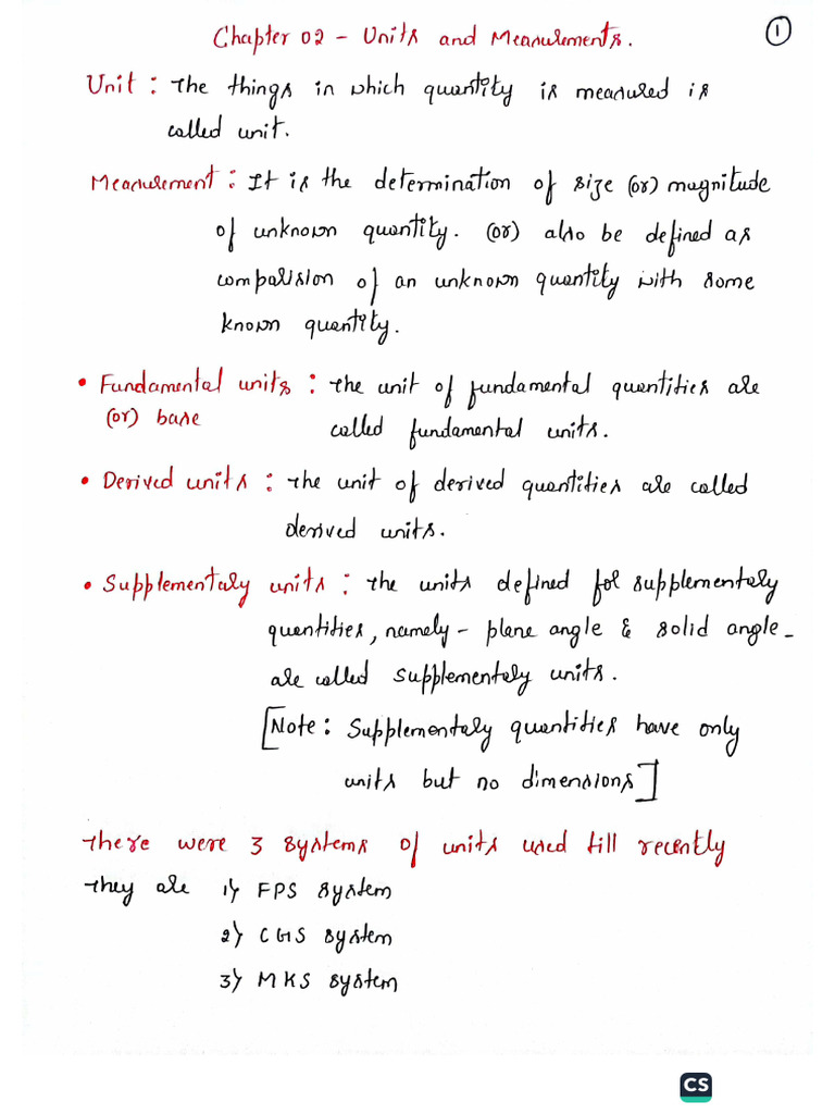 Chapter 02 Units and Measurements | PDF