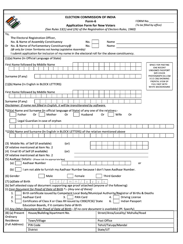 New Voters Form 6 | PDF
