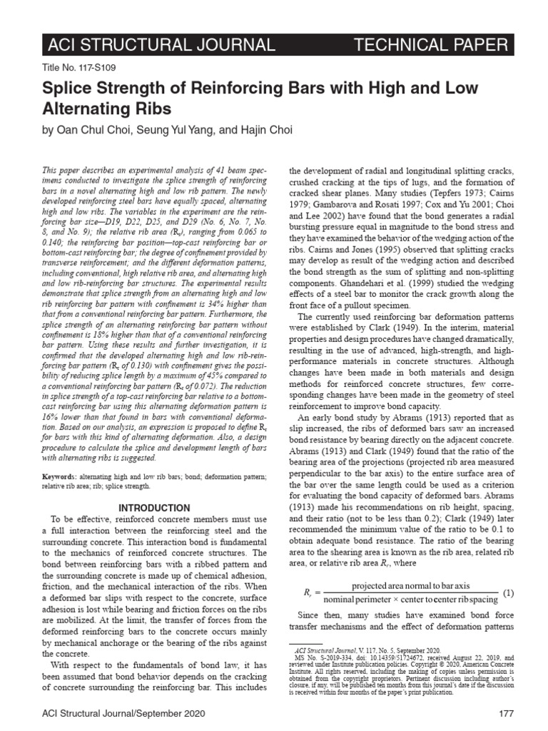 Splice Strength of Alternating Rib Bars | PDF | Strength Of Materials ...