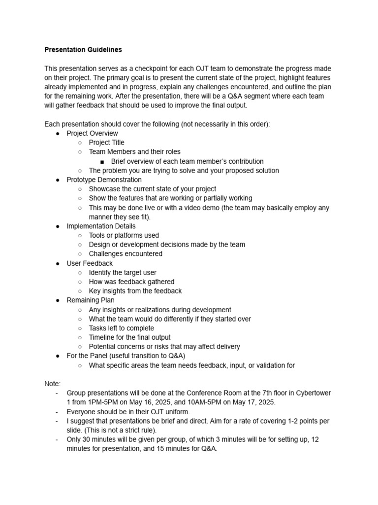 OJT Project Presentation Guidelines | PDF | Computing | Cognitive Science