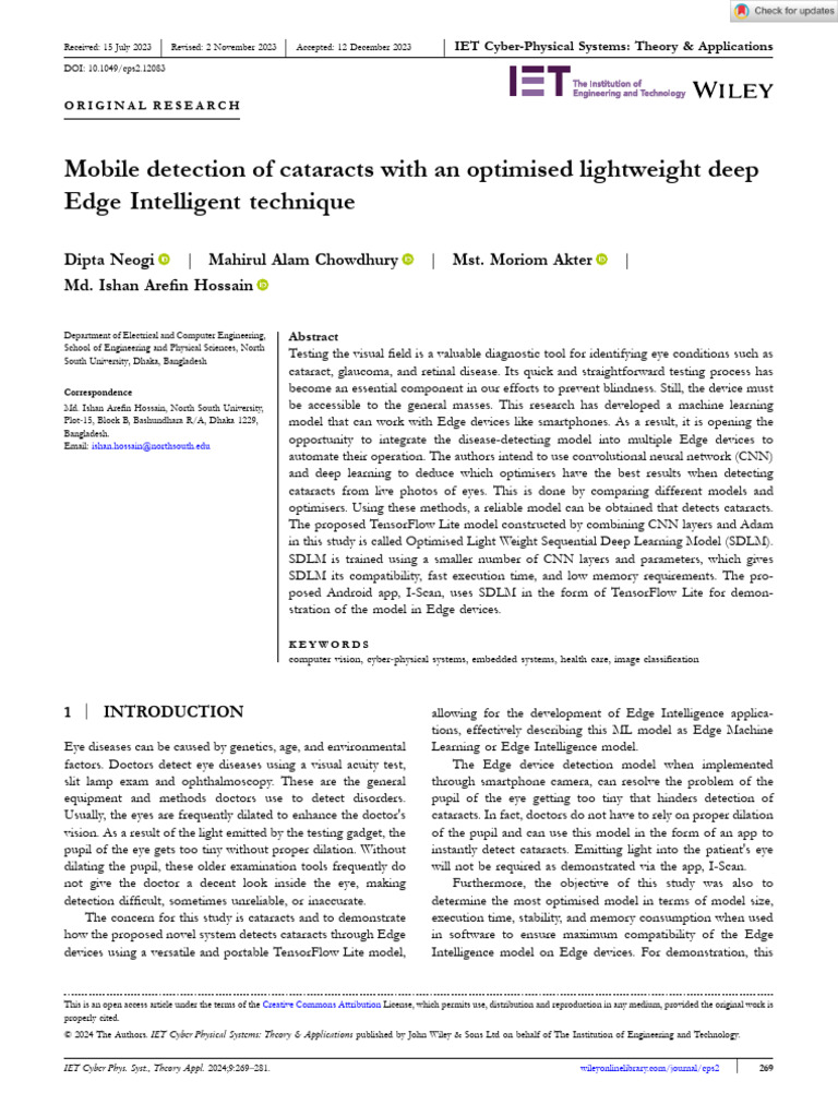 IET Cyber-Phy Sys Theory AP - 2024 - Neogi - Mobile Detection of ...