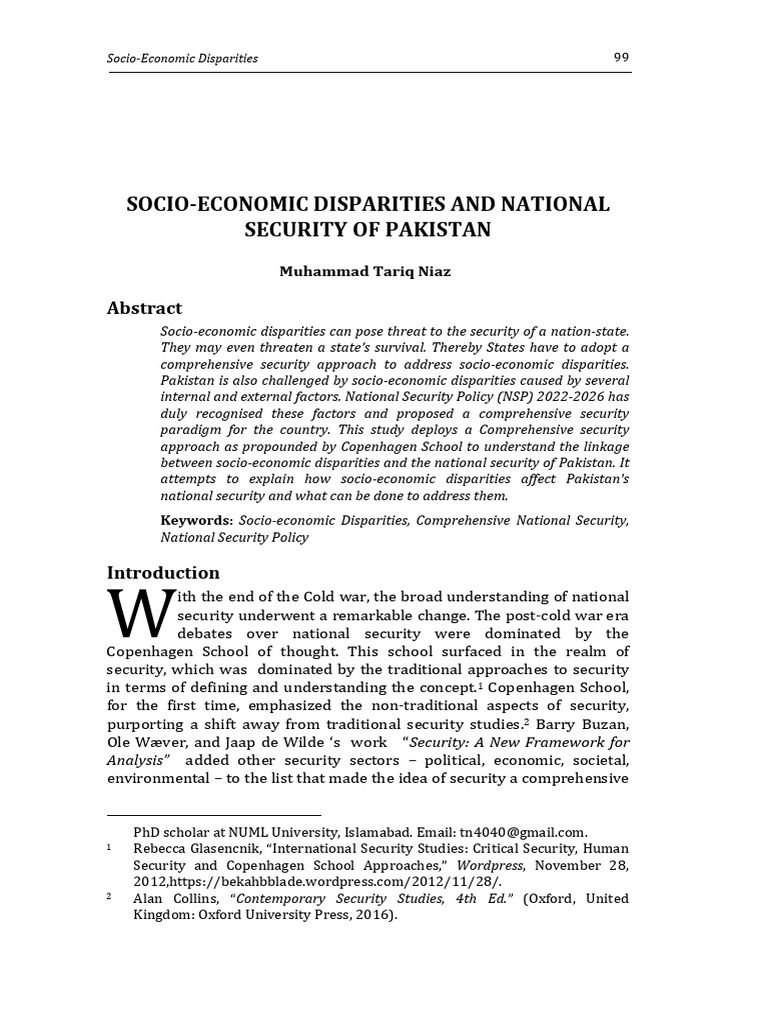 Socio-Economic Disparities in Pakistan's Security | PDF | Income ...