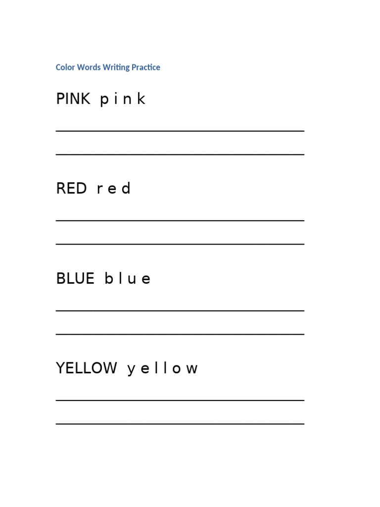 Ona Color Writing Practice | PDF