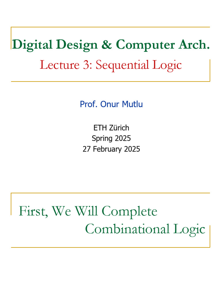 Lecture3 Sequential Logic | PDF | Random Access Memory | Logic Gate