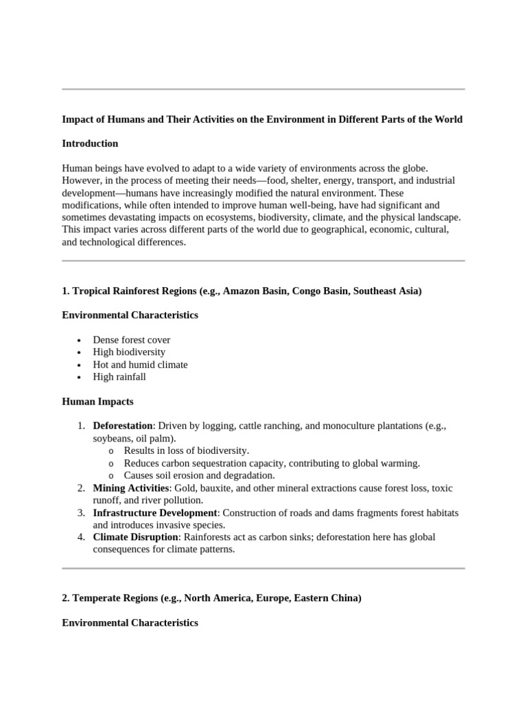 Human Impact on Global Environments | PDF | Human Impact On The ...