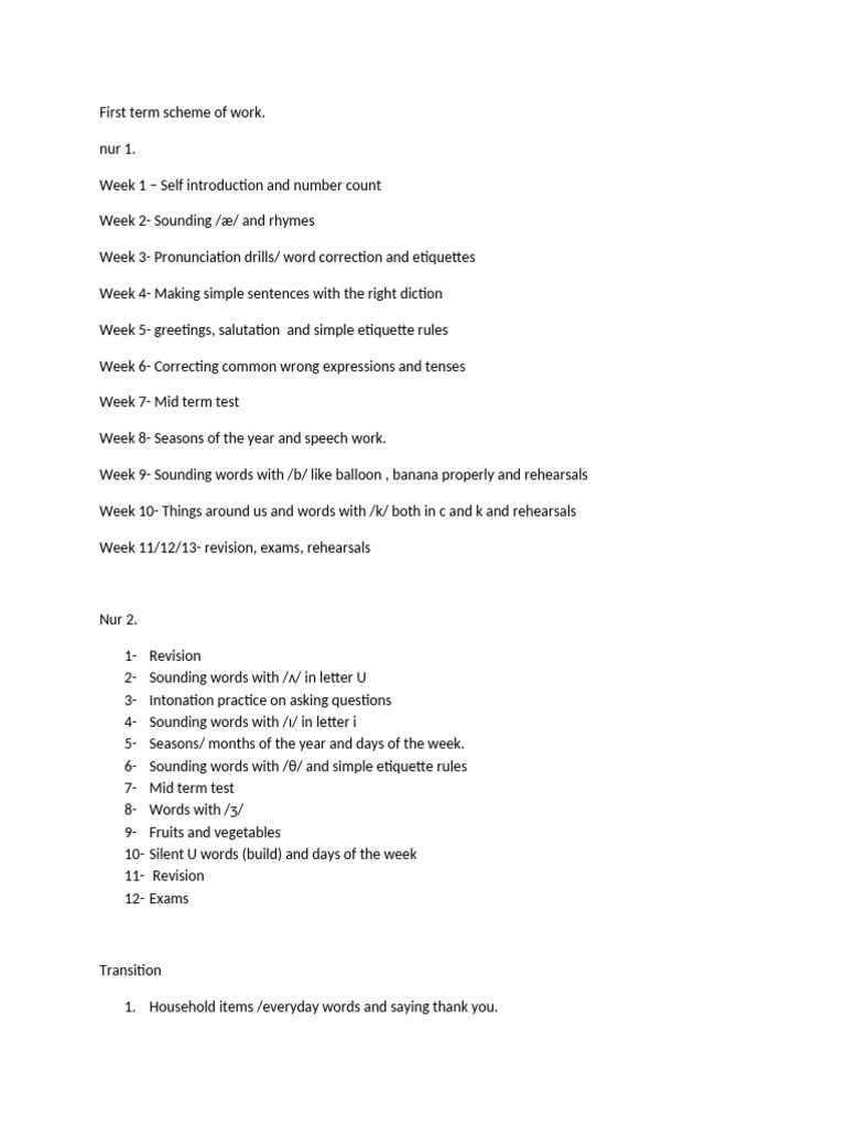 First Term Scheme of Work | PDF | Phonology | Human Voice