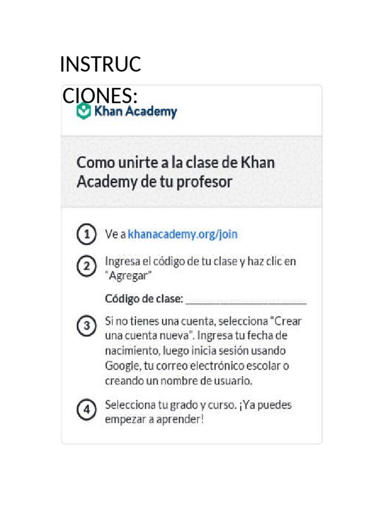 Instrucciones Khanacademy | PDF