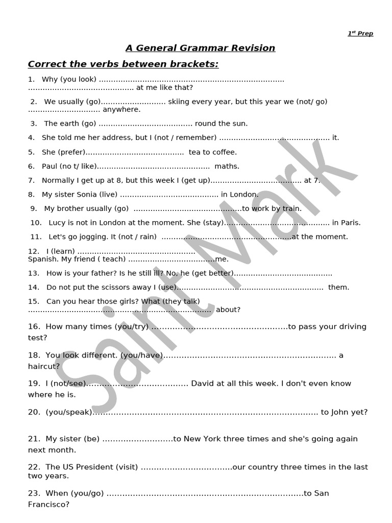 A General Grammar Revision On Units 1,2,3 | PDF | Linguistics