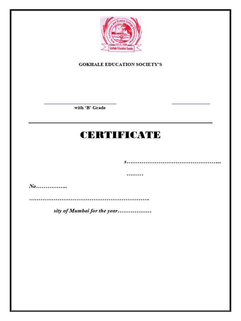 Chemistry Practical Completion Certificate | PDF