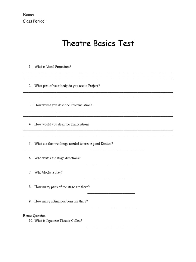 Theatre Basics Test | PDF