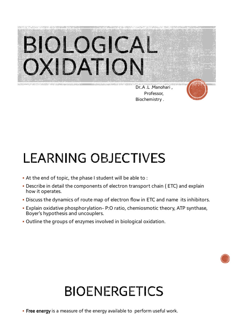 Biochemistry - Biological Oxidation | PDF | Electron Transport Chain ...
