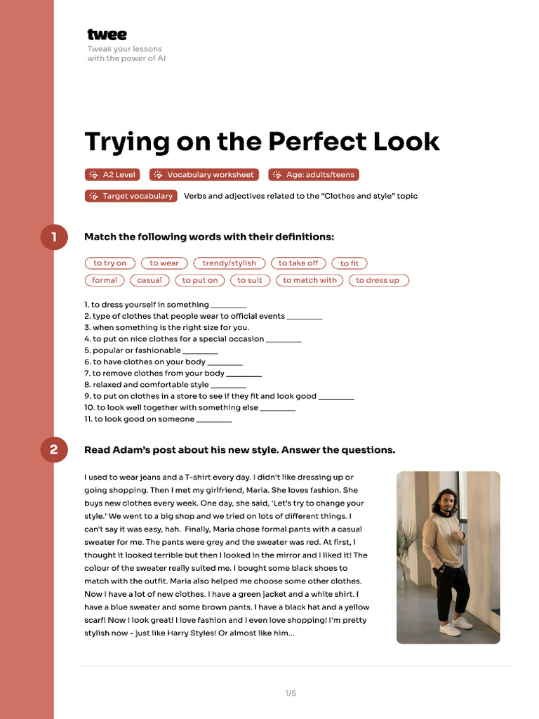 Worksheet Perfect Look A2 | PDF | Clothing | Dress