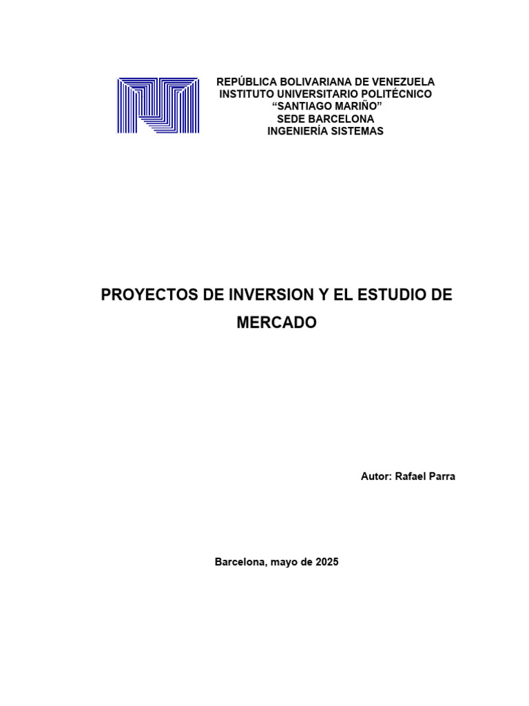 Informe Proyecto Inversion Estudio de Mercado | PDF | Investigación de ...