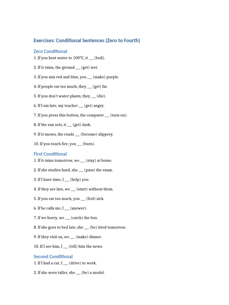 Conditional Sentences Exercises | PDF | Chess | Chess Theory