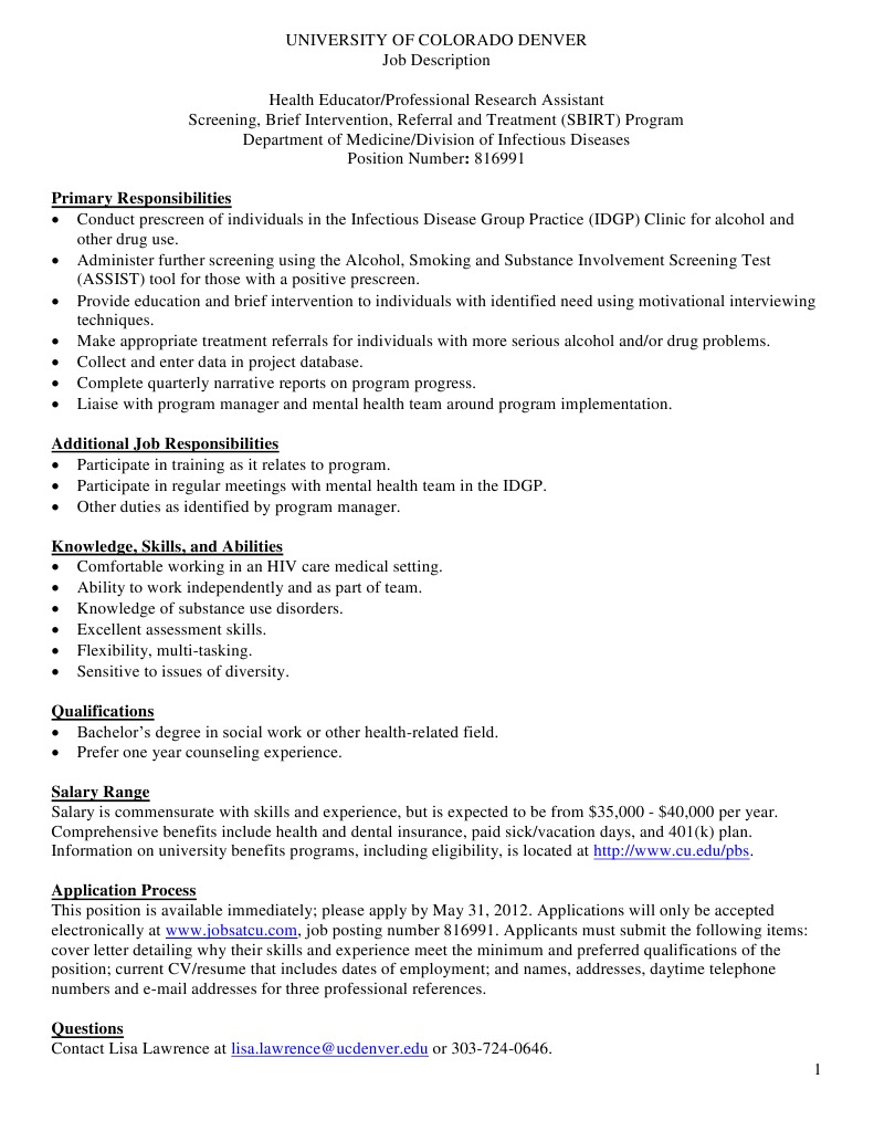 Health Educator Role at CU Denver | PDF | Health Education | Substance ...