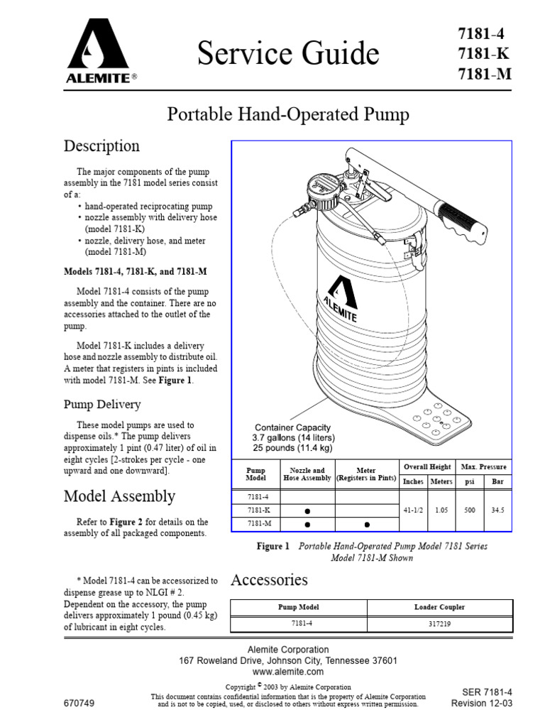 Ficha Tecnica Alemite 7181K | PDF | Pump | Leak