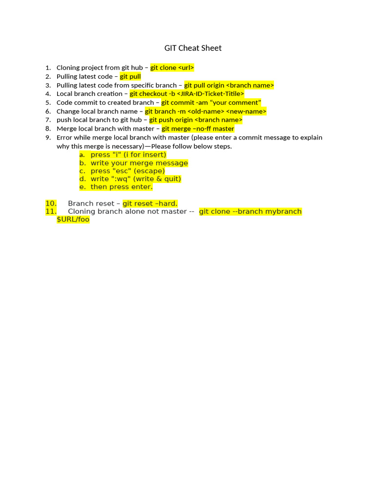 Git Commands Cheet Sheet | PDF