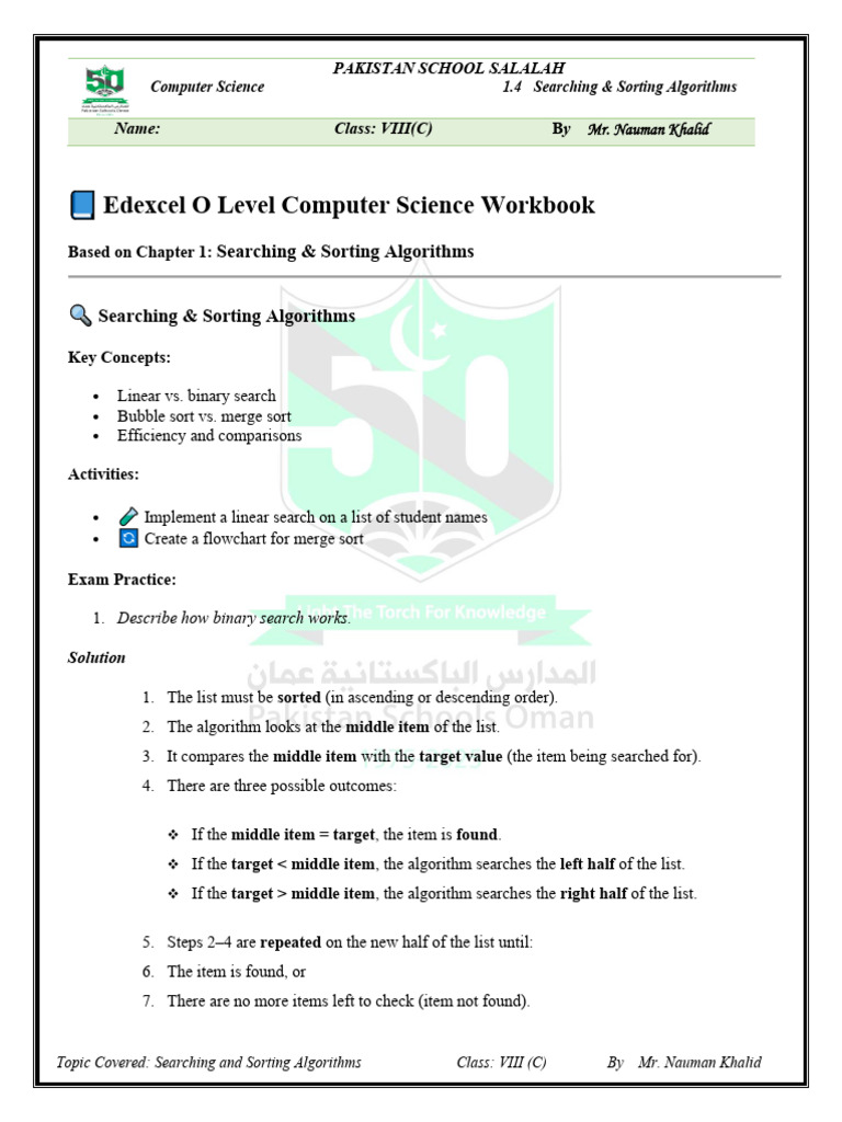 Searching & Sorting Algorithms Guide | PDF | Theoretical Computer ...