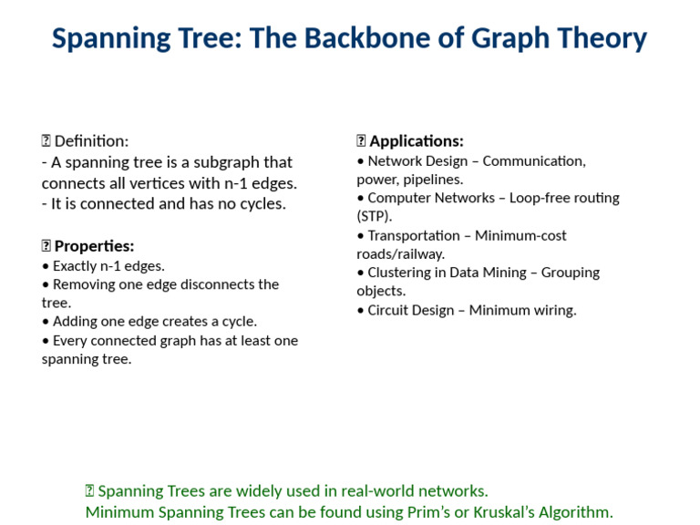 Spanning Trees in Graph Theory Explained | PDF