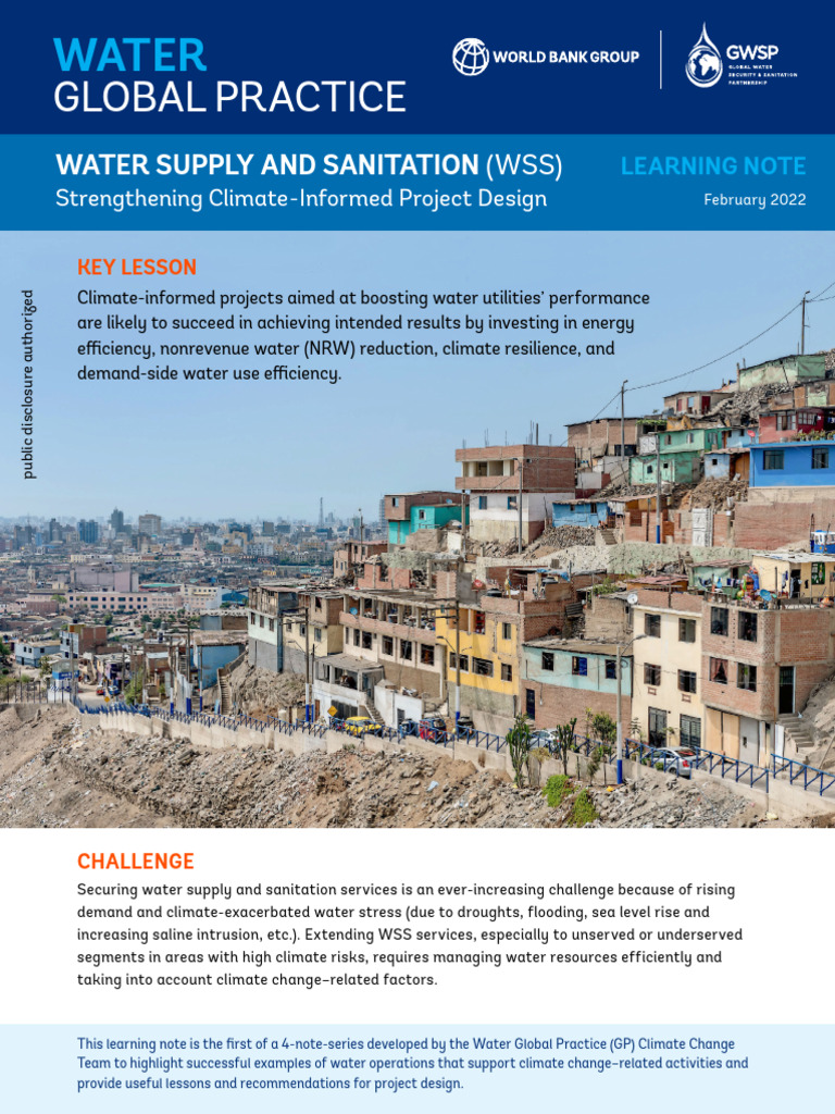 Water Supply and Sanitation WSS Strengthening Climate Informed Project ...